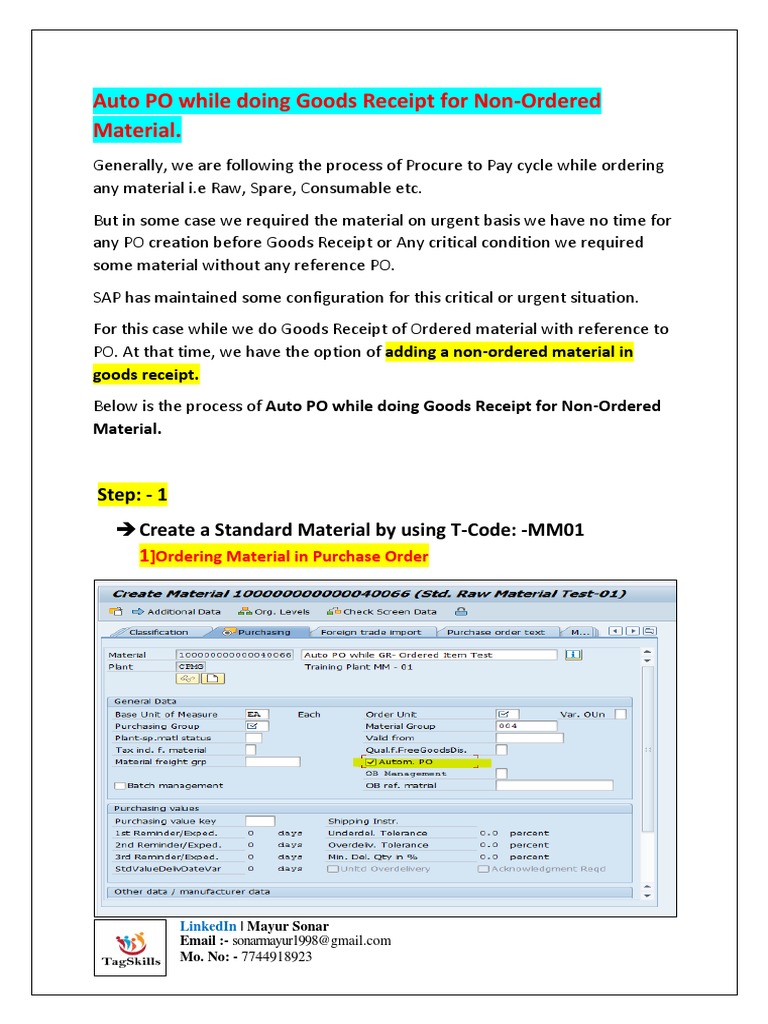 Auto PO Process for Non-Ordered Material | PDF | Computing | Business