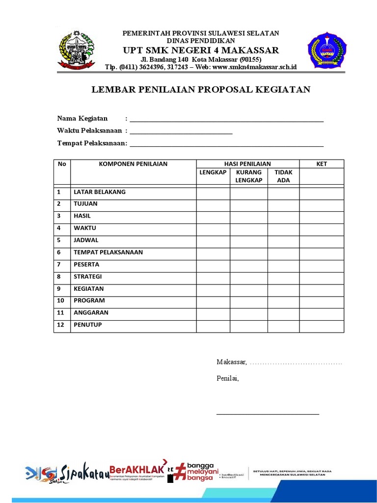 Lembar Penilaian Proposal | PDF