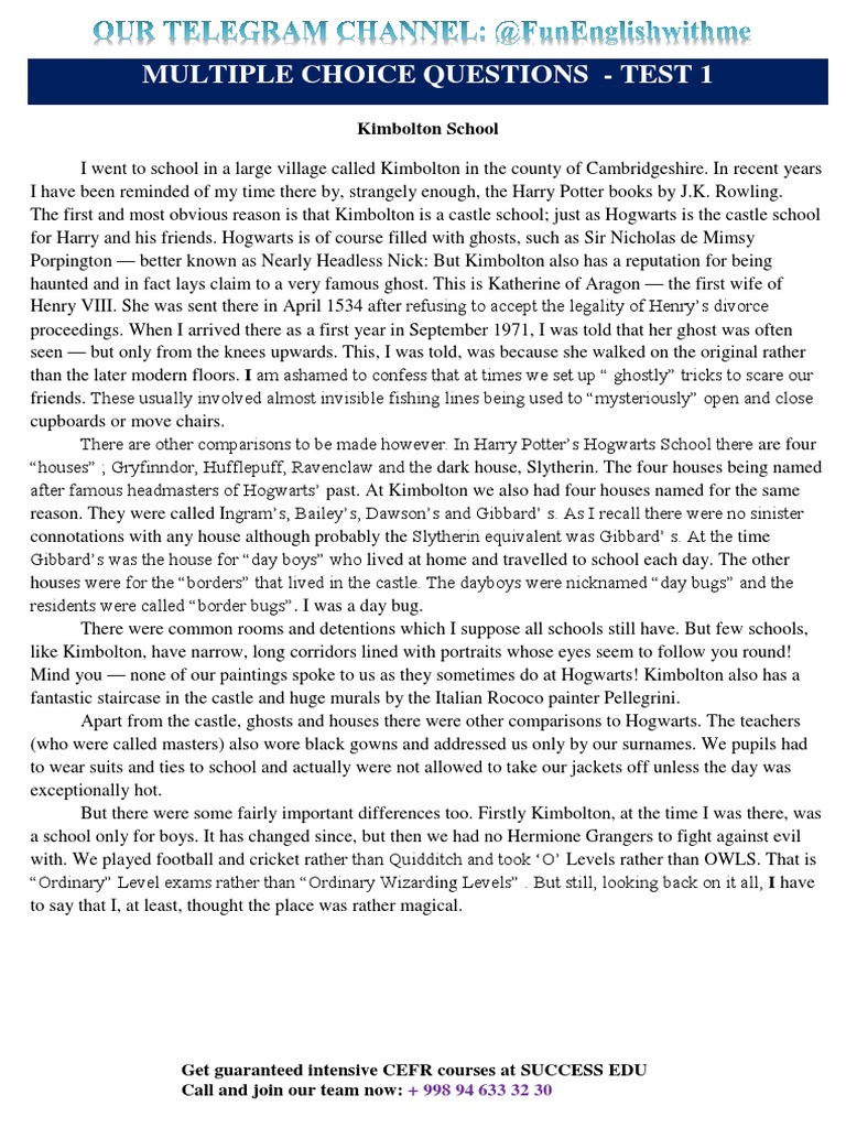 Cefr Reading Practice Tests Multiple | PDF | Rail Transport | Science