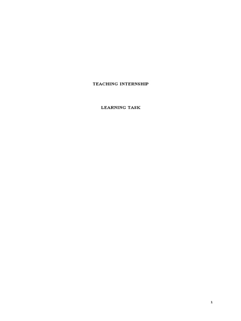 Teaching Internship Learning Tasks Overview | PDF | Teachers | Lesson Plan