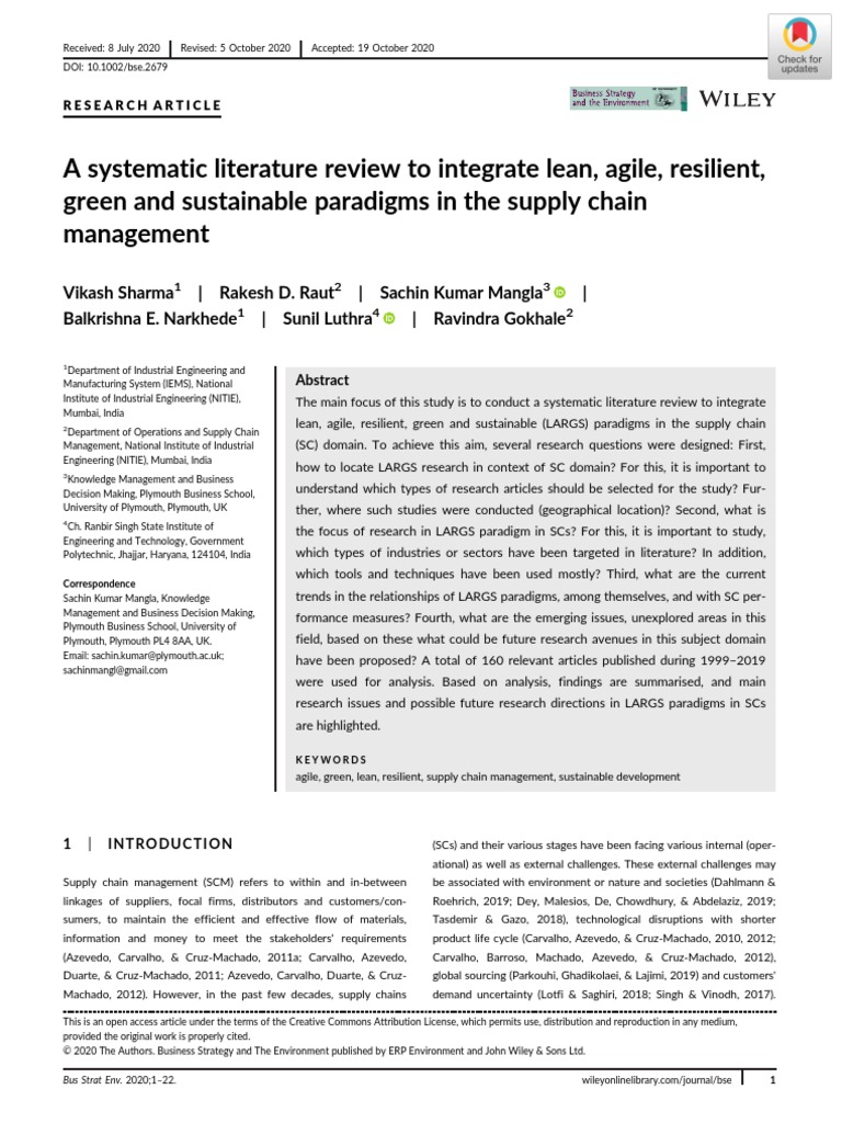 A Systematic Literature Review To Integrate Lean, Agile, Resilient ...