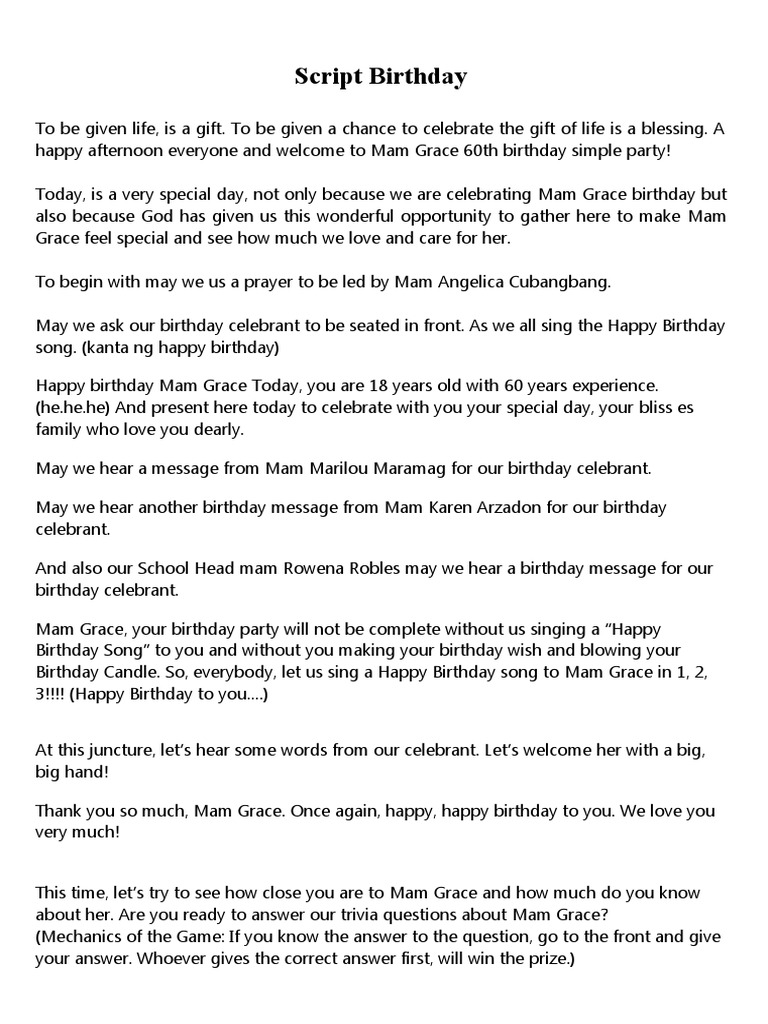 Script Birthday | PDF