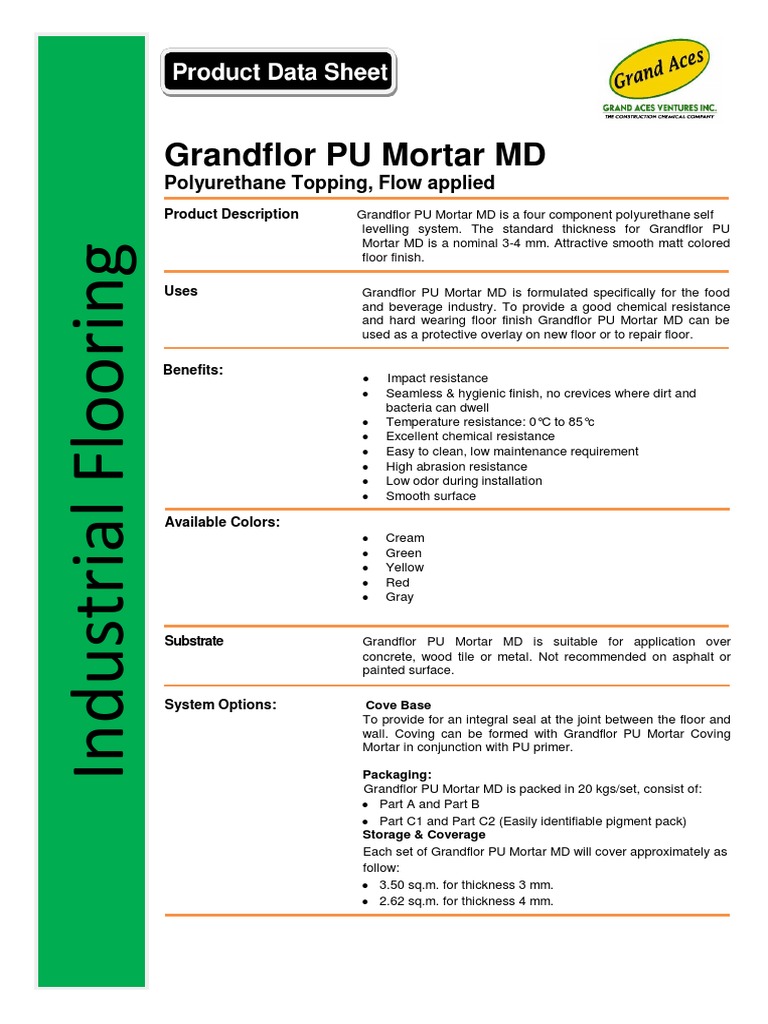 Grandflor PU Mortar MD - TDS | PDF | Concrete | Building Engineering