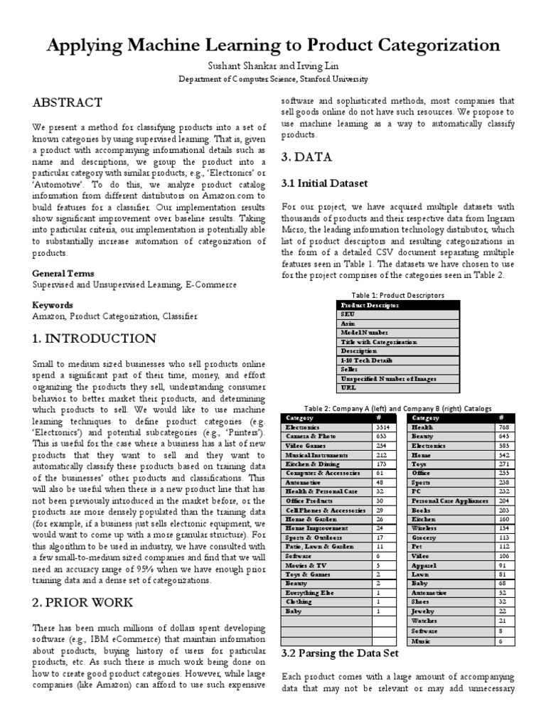 Microsoft Word - Applying Machine Learning To Product Categorization | PDF | Statistical ...