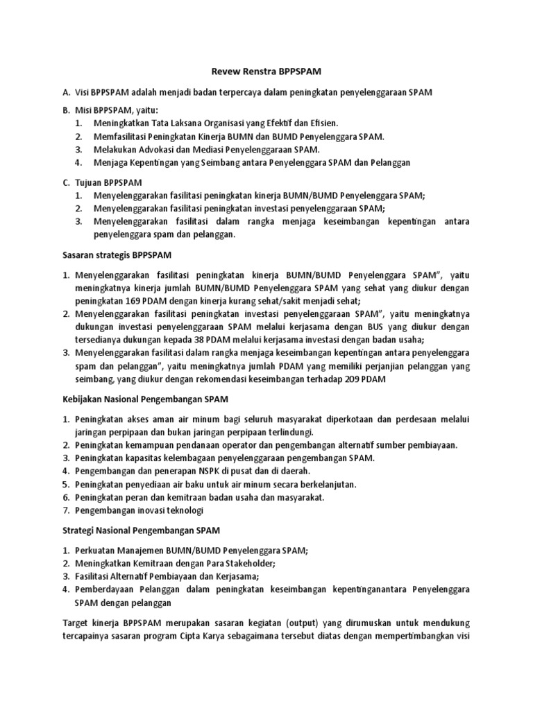 Draft Review Renstra BPPSPAM | PDF