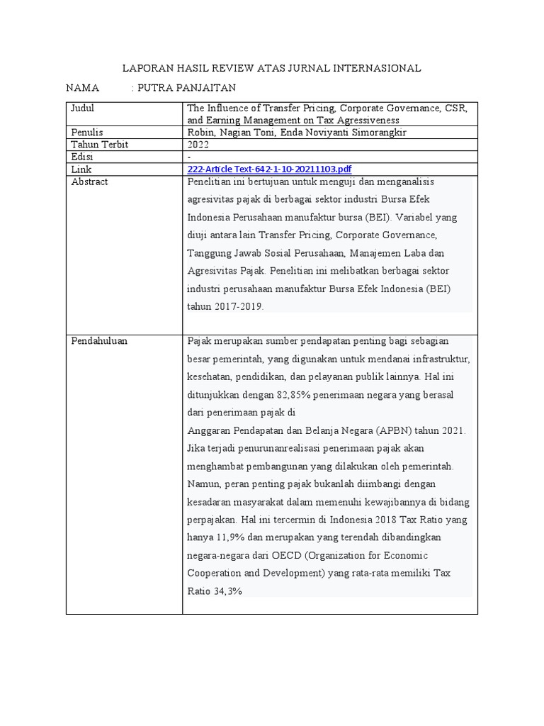 Laporan Hasil Review Journal International03 | PDF