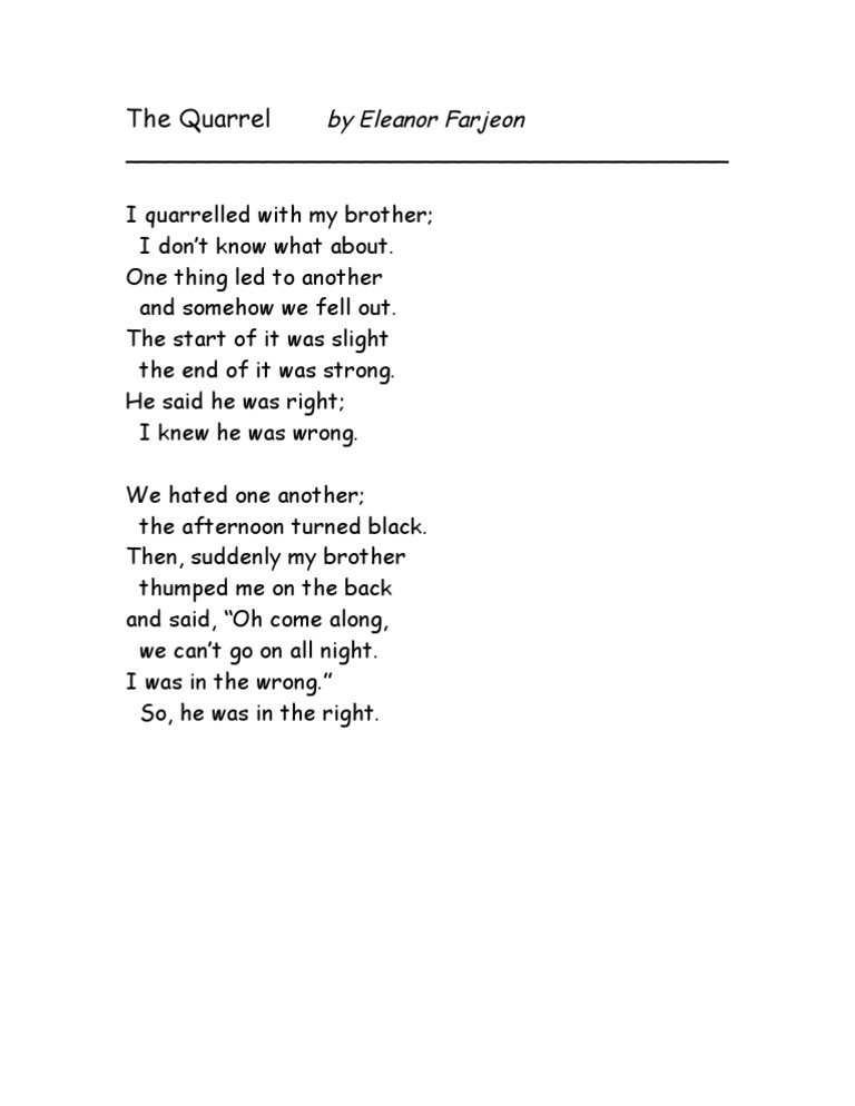 The Quarrel Poem by Eleanor Farjeon | PDF