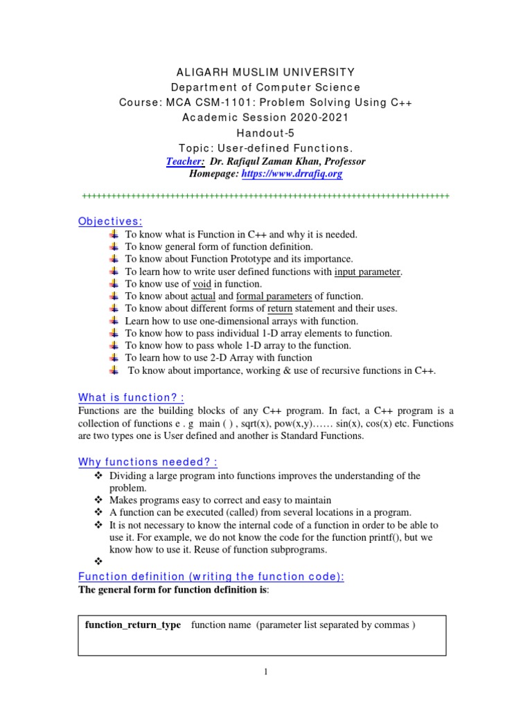 Handout 5 Csm 1101 29032021 Pdf Parameter Computer Programming Recursion