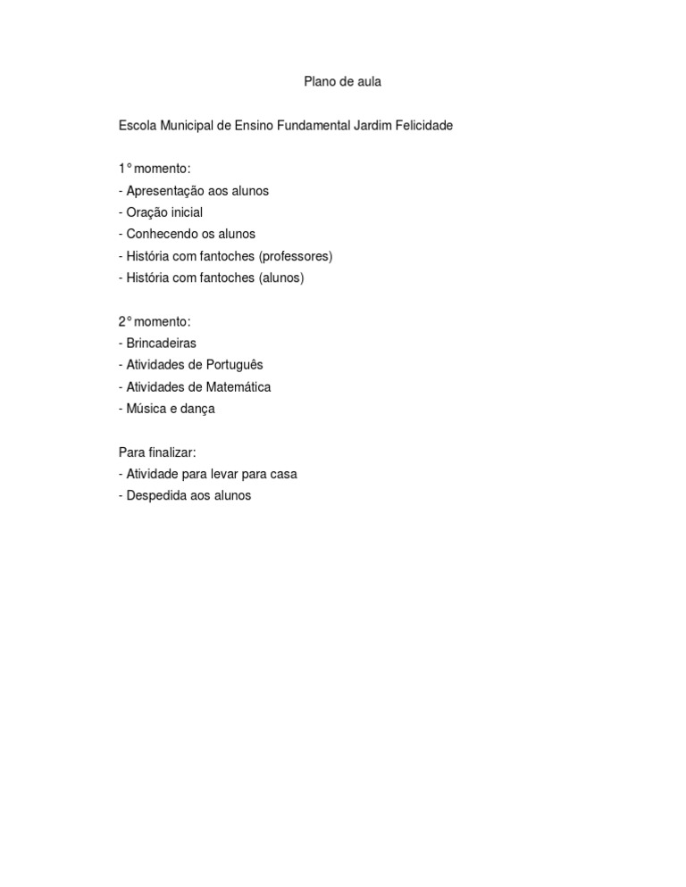 Modelo Plano de Aula Diário | PDF