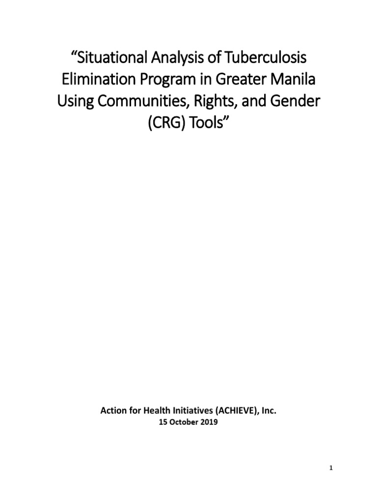 Situational Analysis of Tuberculosis Elimination Program in Greater ...