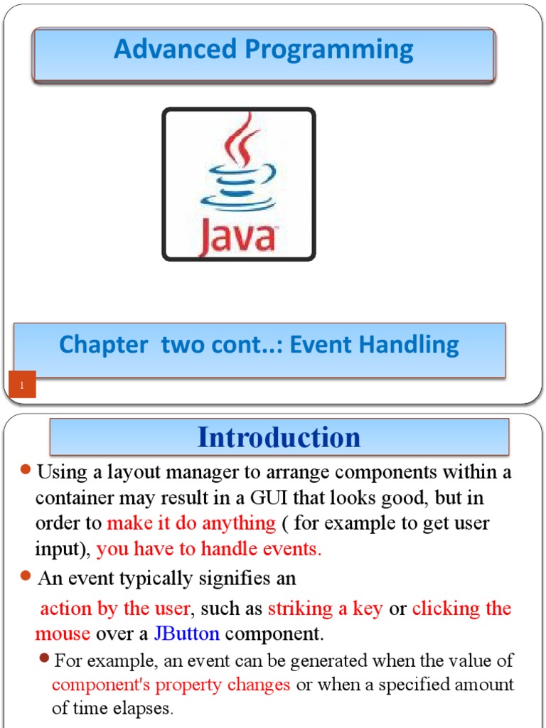 Gui Event Handling 2 Lecture Pdf Class Computer Programming 
