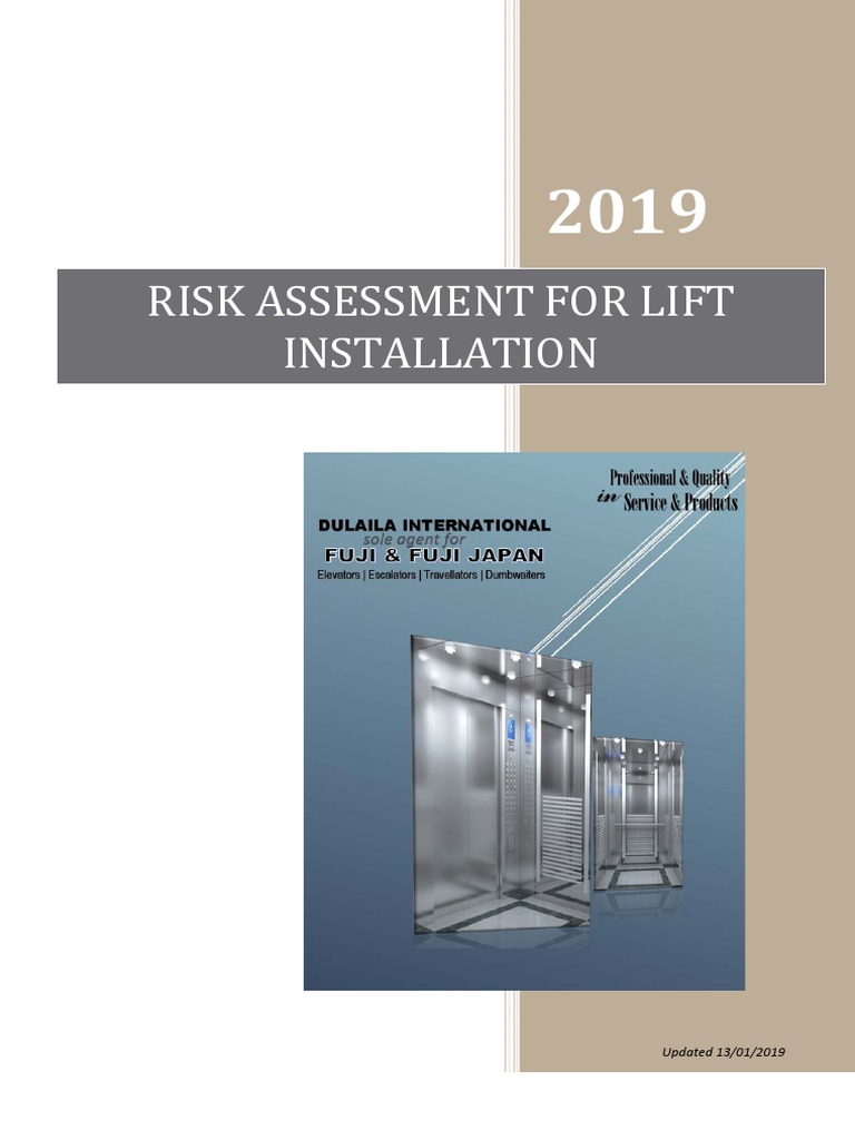 Risk Assessment For Elevator Installation 2019 Rev00 | PDF