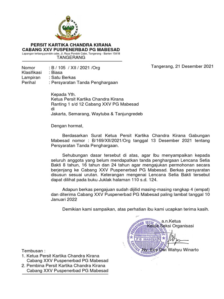 Persit Kartika Chandra Kirana Cabang XXV Puspenerbad PG Mabesad | PDF
