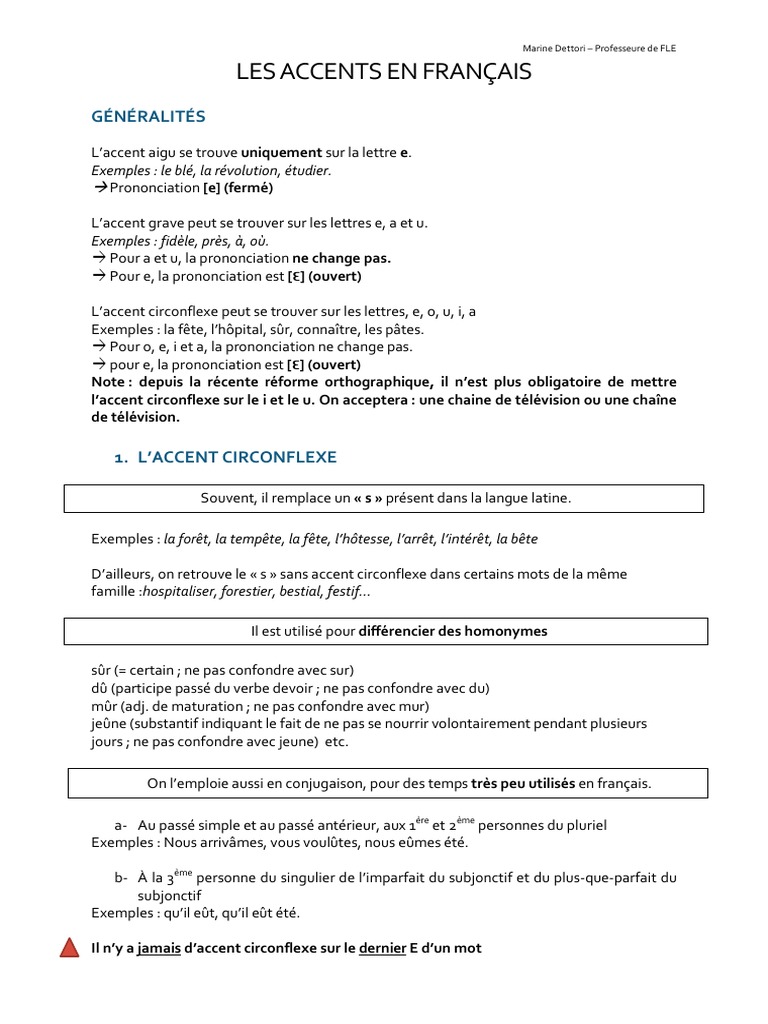 Guide des Accents Français par Marine Dettori | PDF