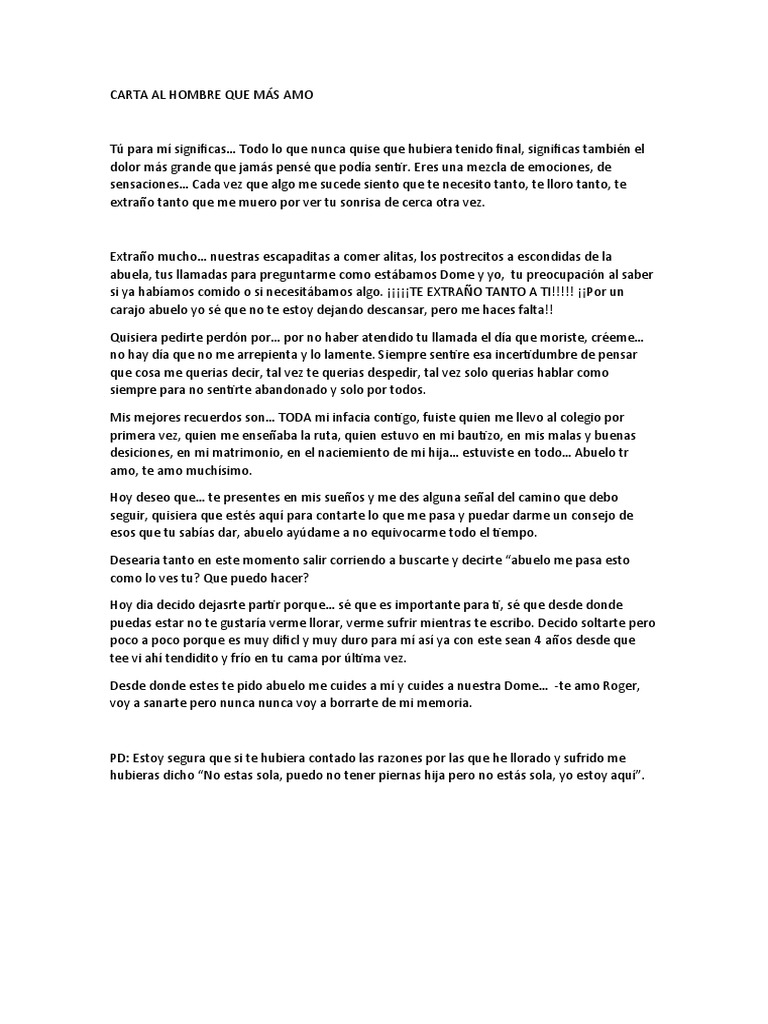 Carta Al Hombre Que Más Amo | PDF
