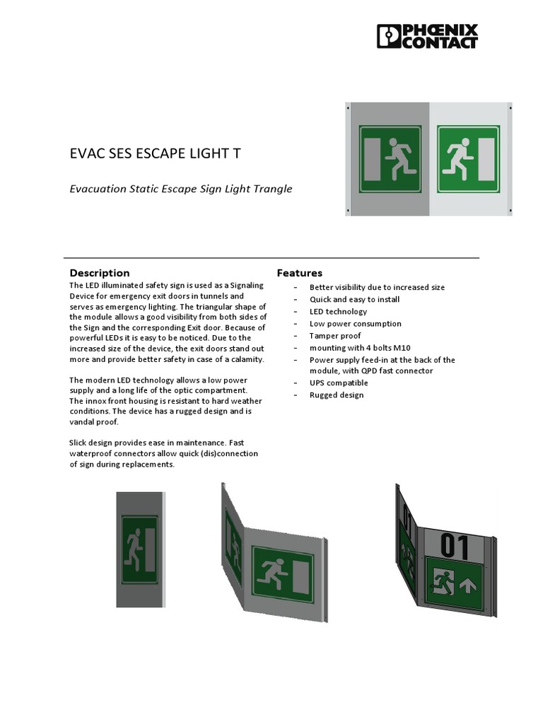 Tunnel - Evacuation - EVAC - SES - ESCAPE LIGHT - T - Tech Sheet ...