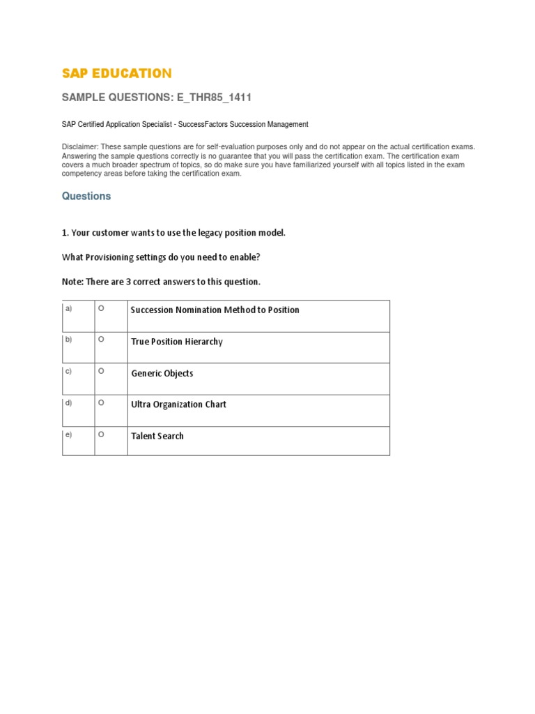 SAP Succession Management Sample Questions | PDF | Data Management ...