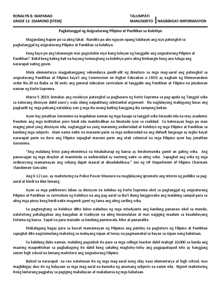 Talumpati FINAL | PDF