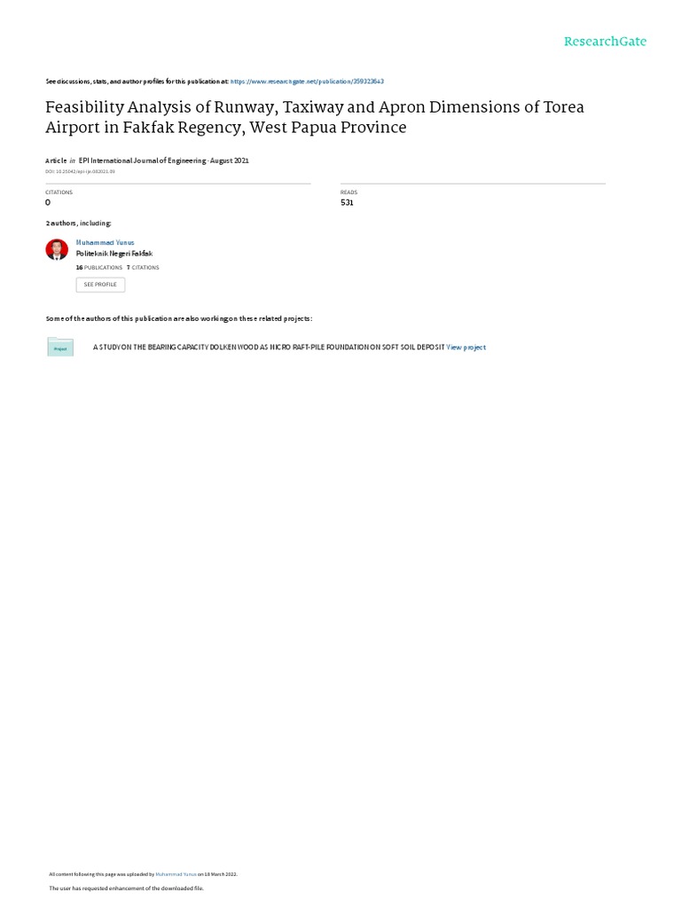 Feasibility Analysis of Runway, Taxiway and Apron Dimensions of Torea ...