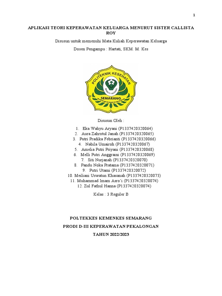 Kel 2 - Model Asuhan Keperawatan Keluarga Model SR Callista Roy | PDF | Sains & Matematika