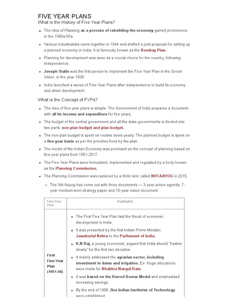 5 Year Plans | PDF | Economies
