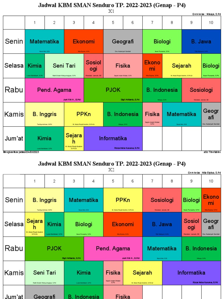Siswa - Jadwal KBM (P4) | PDF