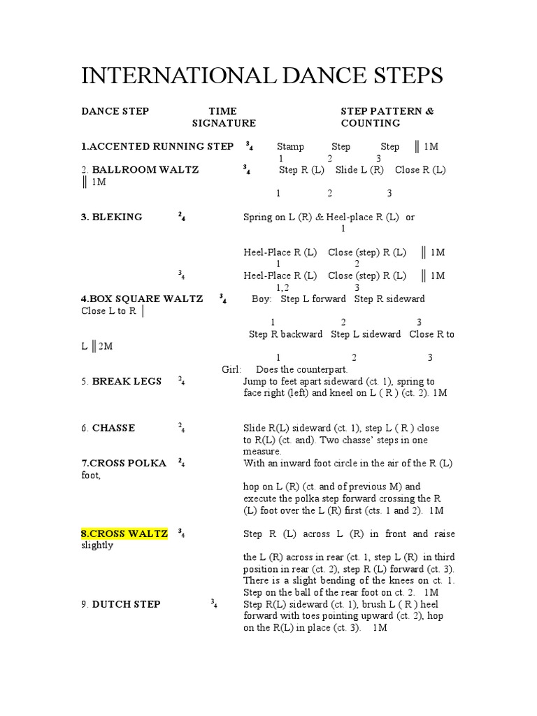 International Dance Steps | PDF | Foot | Ballroom Dance