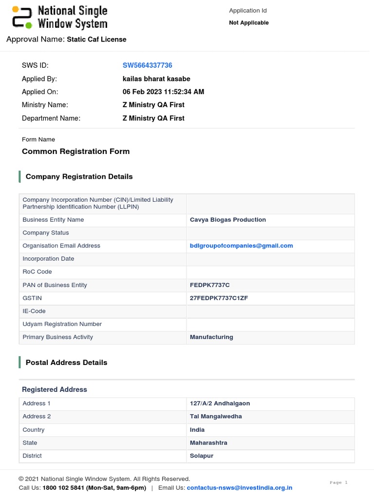Static Caf License - Submitted Approval | PDF | Economies | Business