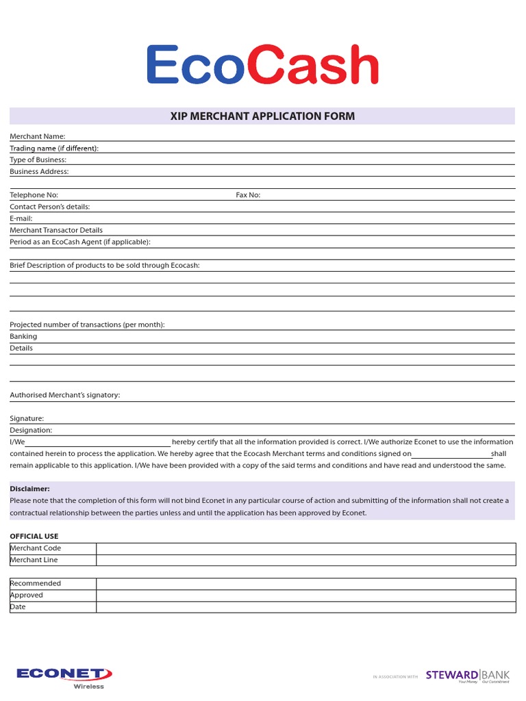 EcoCash XIP Merchant Application Form | PDF | Indemnity | Arbitration