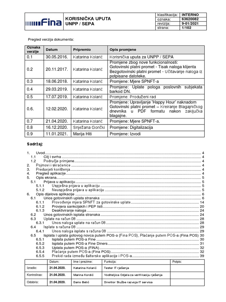 Korisniĉka Uputa Unpp / Sepa: Sadrţaj | PDF