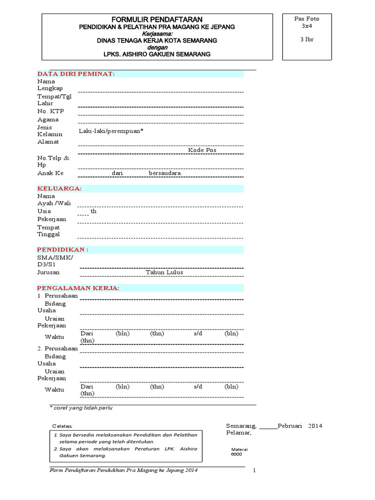 FORMULIR Persyaratan | PDF