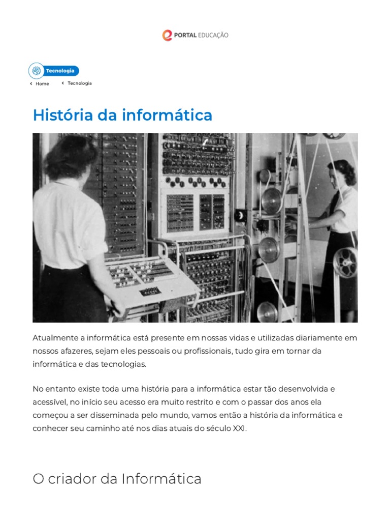 Evolução da Informática ao Longo da História | PDF | PCs (computadores ...
