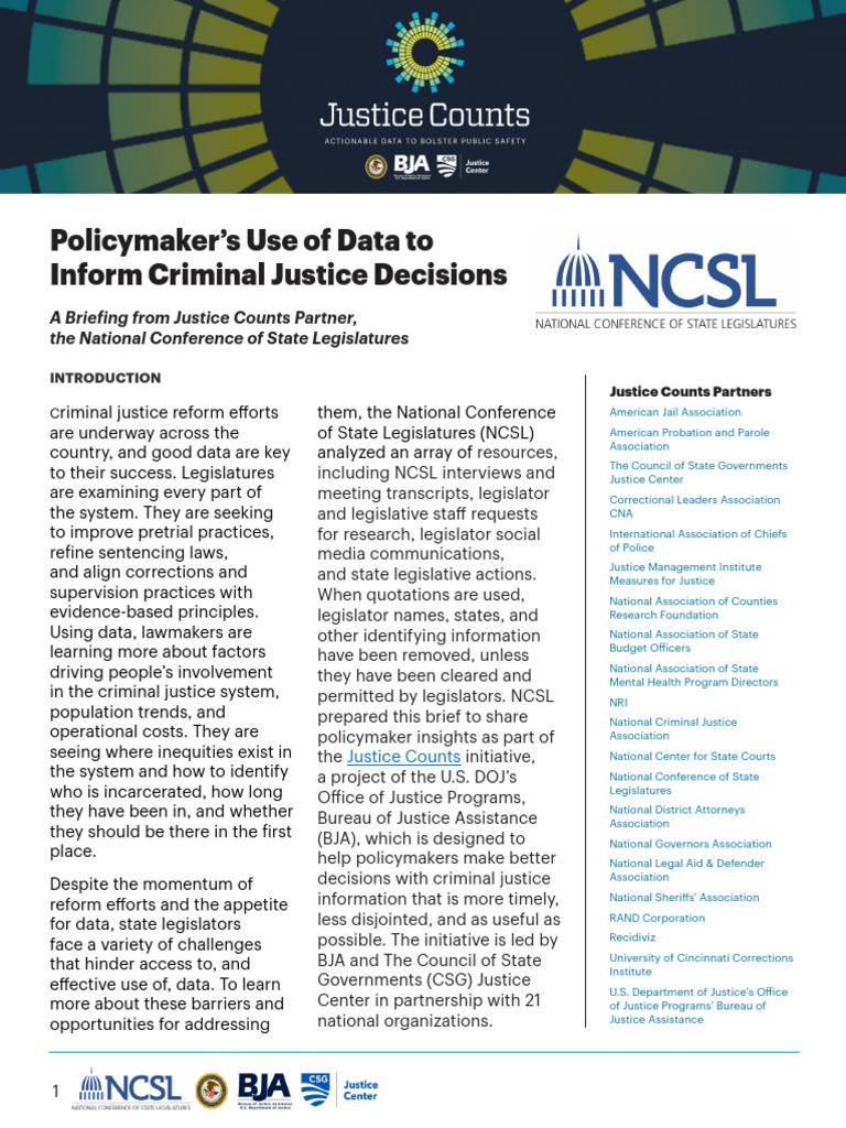 Policymakers Use Data Inform CJ Decisions | PDF Policymakers Use Data Inform CJ Decisions | PDF