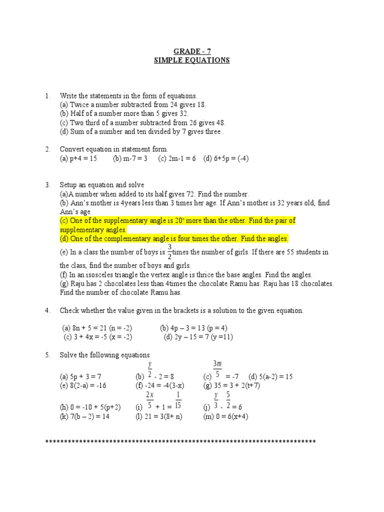 Simple Equation-2 | PDF
