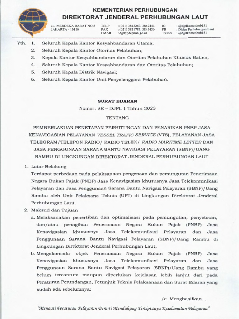 SE-DJPL 1 Tahun 2023 | PDF