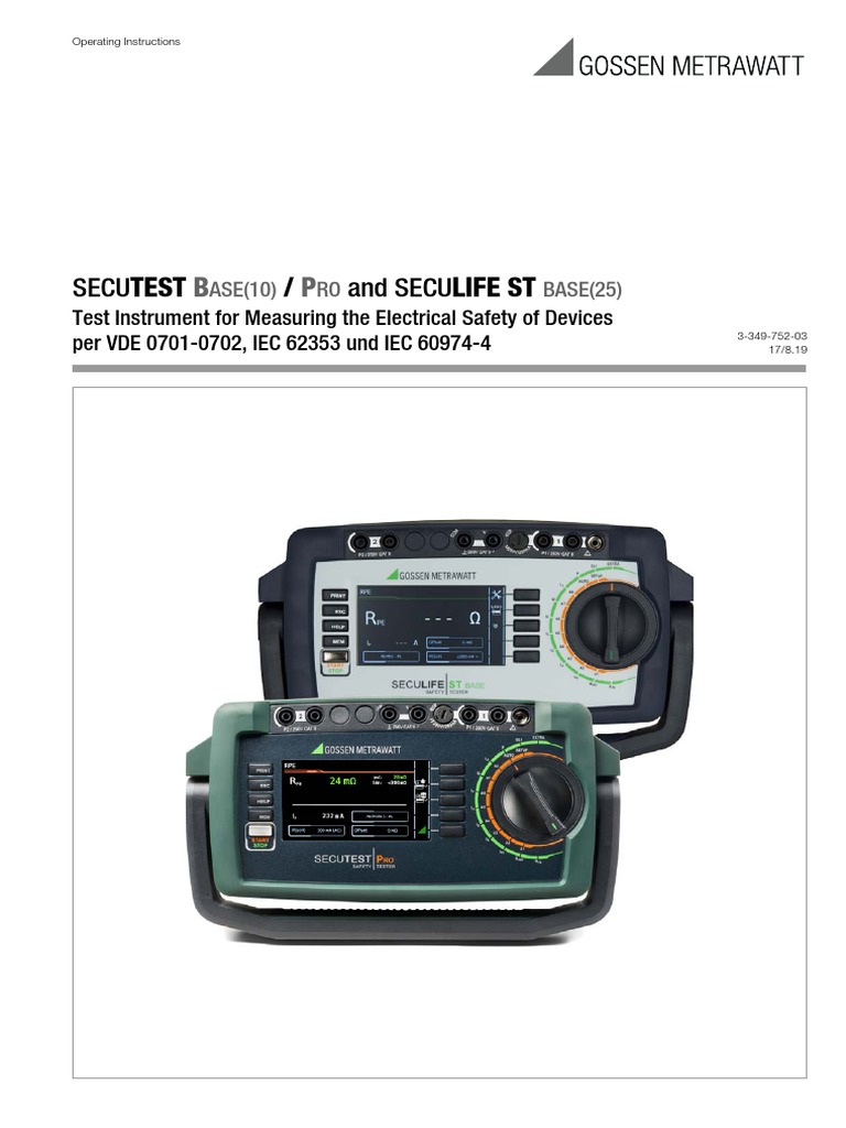 SECUTEST Pro IQ Gossen Metrawatt Manual GB | PDF | Mains Electricity ...