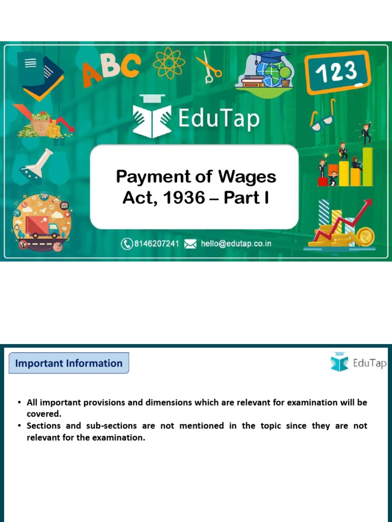 Payment Of Wages Act 1936 Video 1 Lyst2546 PDF Employment Wage