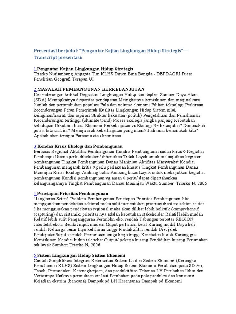 presentase KLHS | PDF