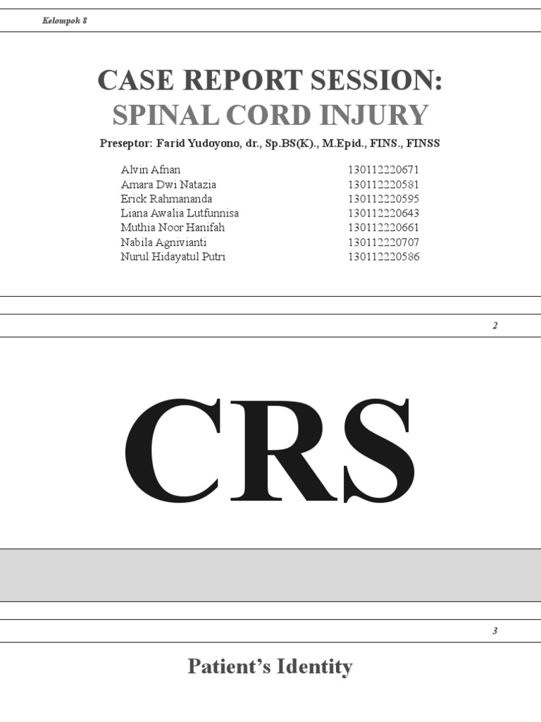 Case Report Session:: Spinal Cord Injury | PDF