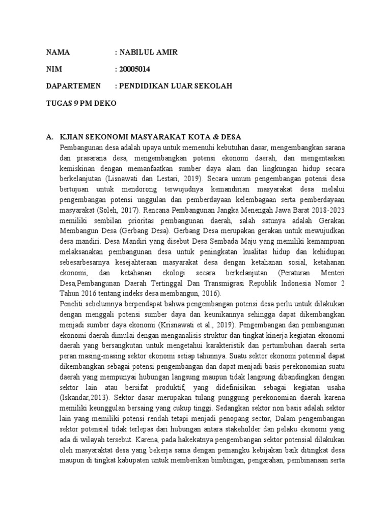 Nama: Nabilul Amir NIM: 20005014 Dapartemen: Pendidikan Luar Sekolah Tugas 9 PM Deko | PDF