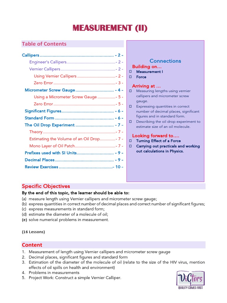 2 2 Measurement Ii Sample Pdf Significant Figures Metrology