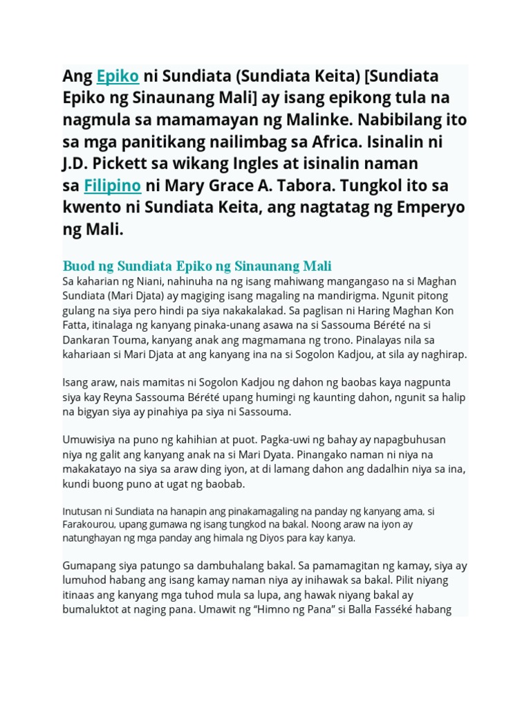 Ang SUNDIATA | PDF