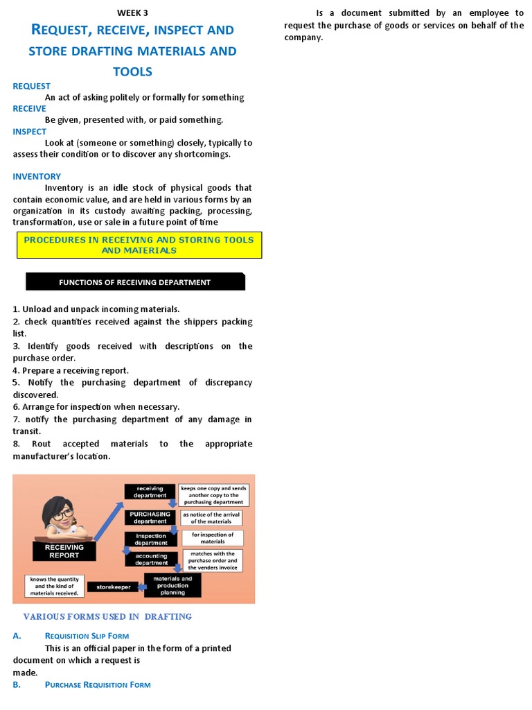Receiving & Storing Drafting Tools | PDF | Inventory | Receipt
