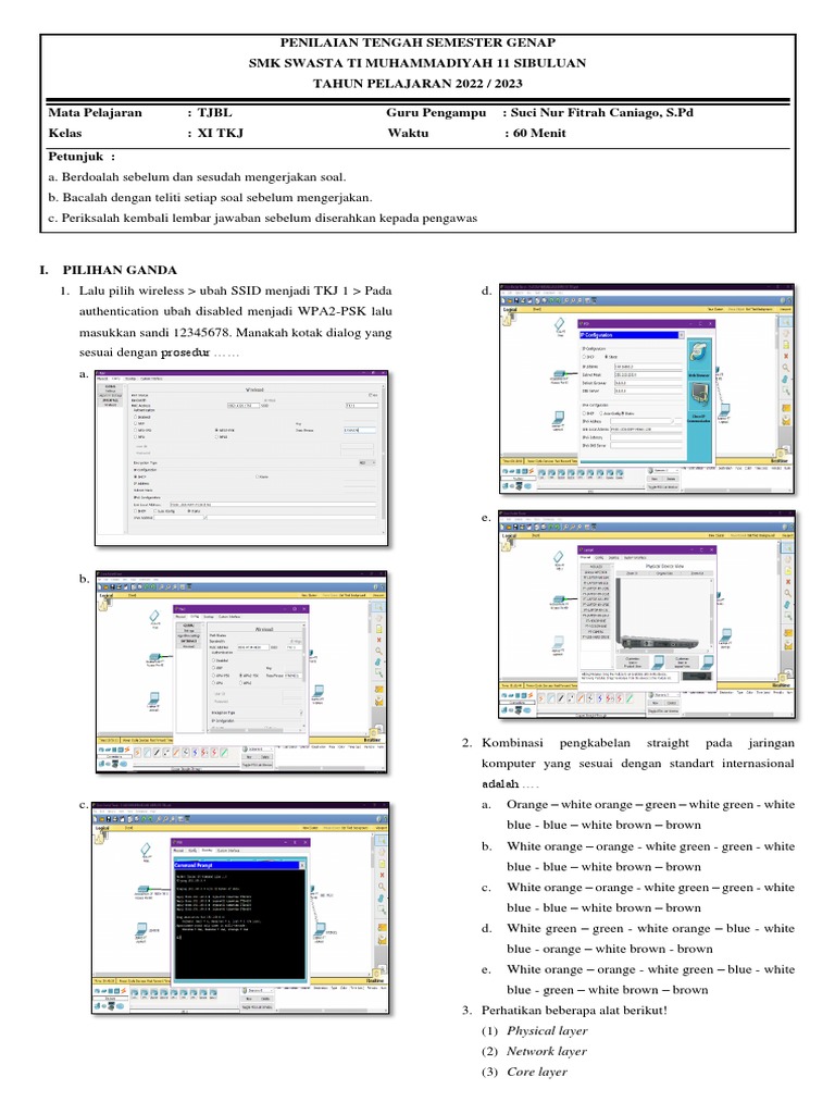 TJBL PTS Xi TKJ Semester Genap | PDF