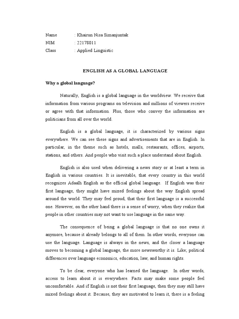 The Importance of English as a Global Language | PDF | English Language ...
