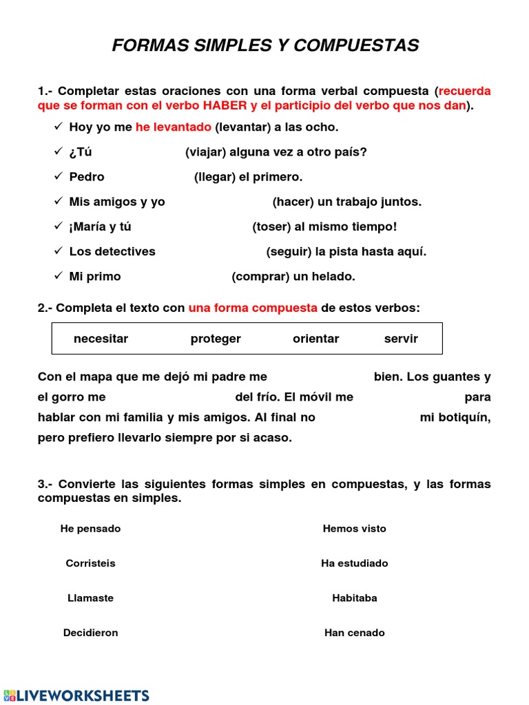 Ficha Formas Simples y Compuestas | PDF