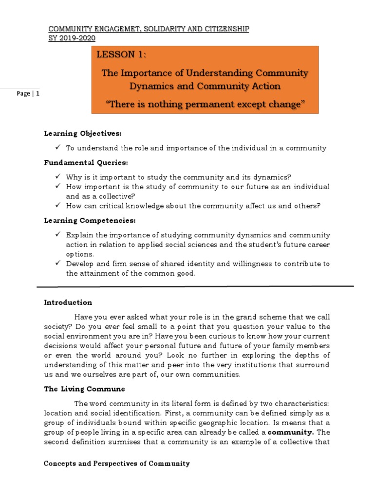 Week 001 Lesson 1 The Importance of Understanding Community Dynamics ...