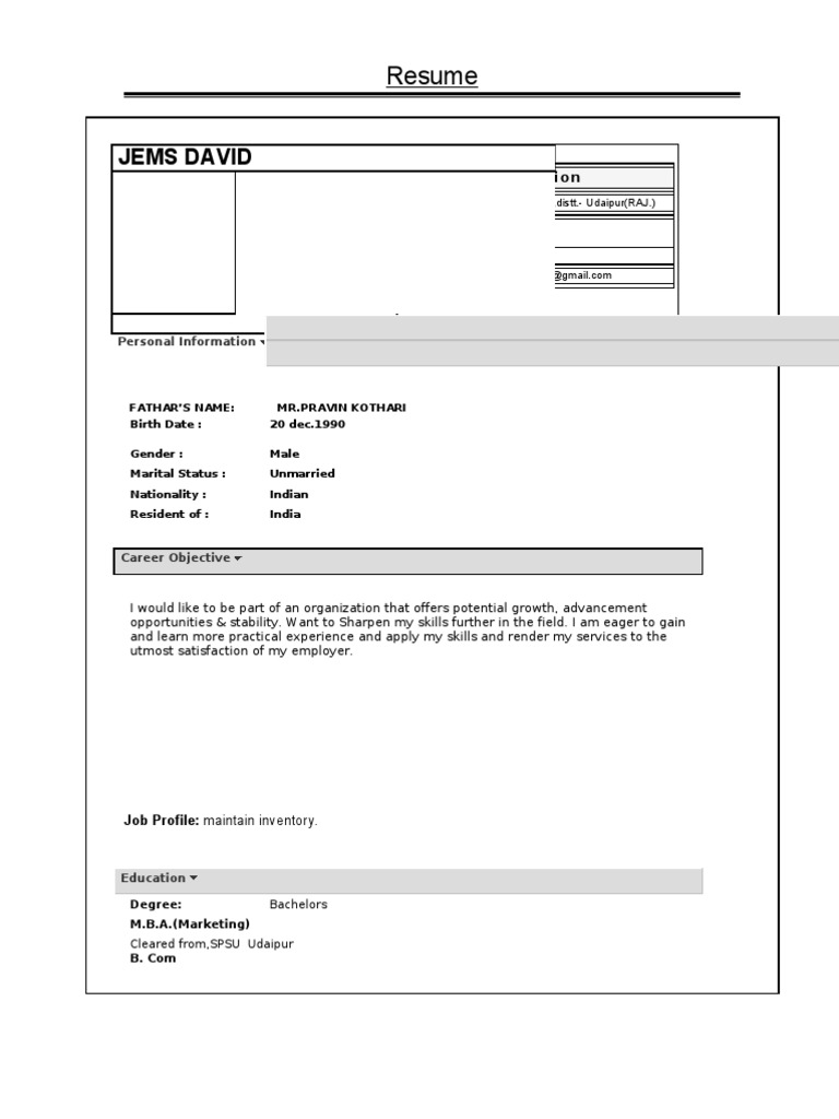 James Kothari's Resume for Job Applications | PDF