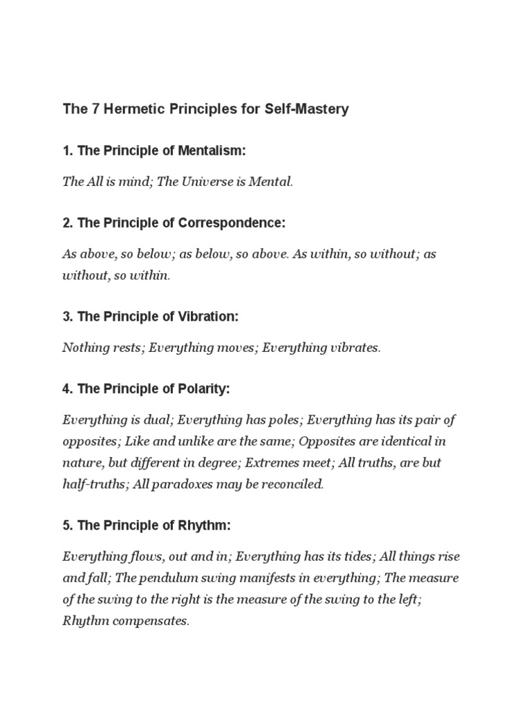The 7 Hermetic Principles For Self | PDF | Mind | Experience