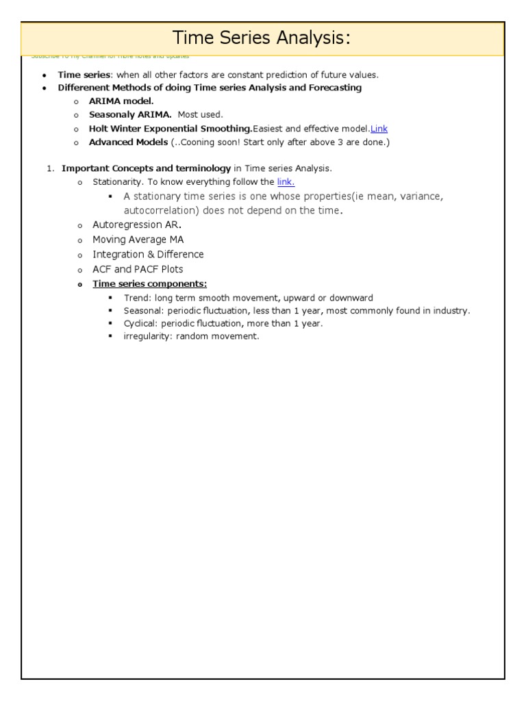 ARIMA Notes | PDF | Autoregressive Integrated Moving Average ...
